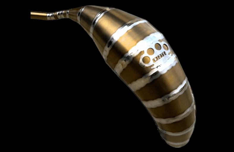 dbr factory gold titanium muffler 76cc - 95cc (32mm inlet) for rieju m